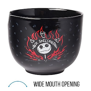 Silver Buffalo Disney Nightmare Before Christmas Jack Skellington Ceramic Ramen Noodle Rice Bowl with Chopsticks, Microwave Safe, 20 Ounces