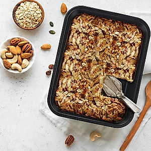 TeamFar Lasagna Pan, 10.6 x 8.25 x 3.1inch Rectangular Cake Baking Pan, with Stainless Steel Core & Nonstick Coating, Healthy, Wider Edge & Deep Side