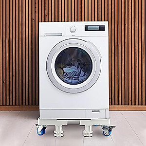 DAANYAP 2 Pack Washing Machine Stand, Adjustable Washing Machine Base with 4 Locking Wheels and 4 Strong Feet, Adjustable Furniture Dolly for Washing Machine, Fridge, Dryer, 441 lbs