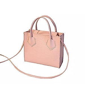 Women Tote Handbag Top Handle Small Mini Handbag for Women/Purses and Handbags for Women Top Handle Purses and Handbags with PU Leather and Adjustable Strap (Pink)