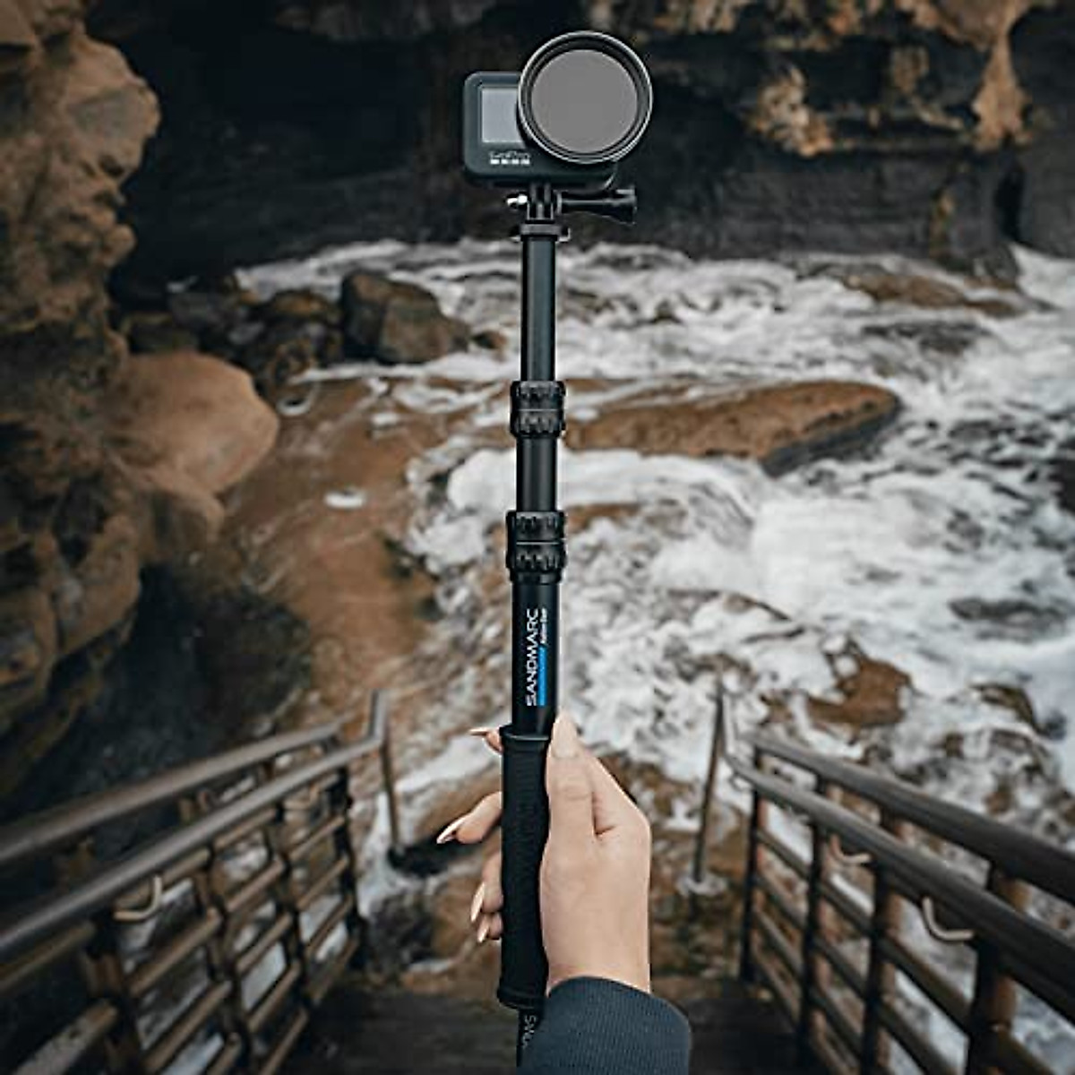 SANDMARC Pole - Compact Edition: 10-25" Waterproof Pole (Selfie Stick) for GoPro Hero 11, 10, 9, 8, Max, 7, 6, 5, 4, Session, 3+, 3, 2, HD & Osmo Action