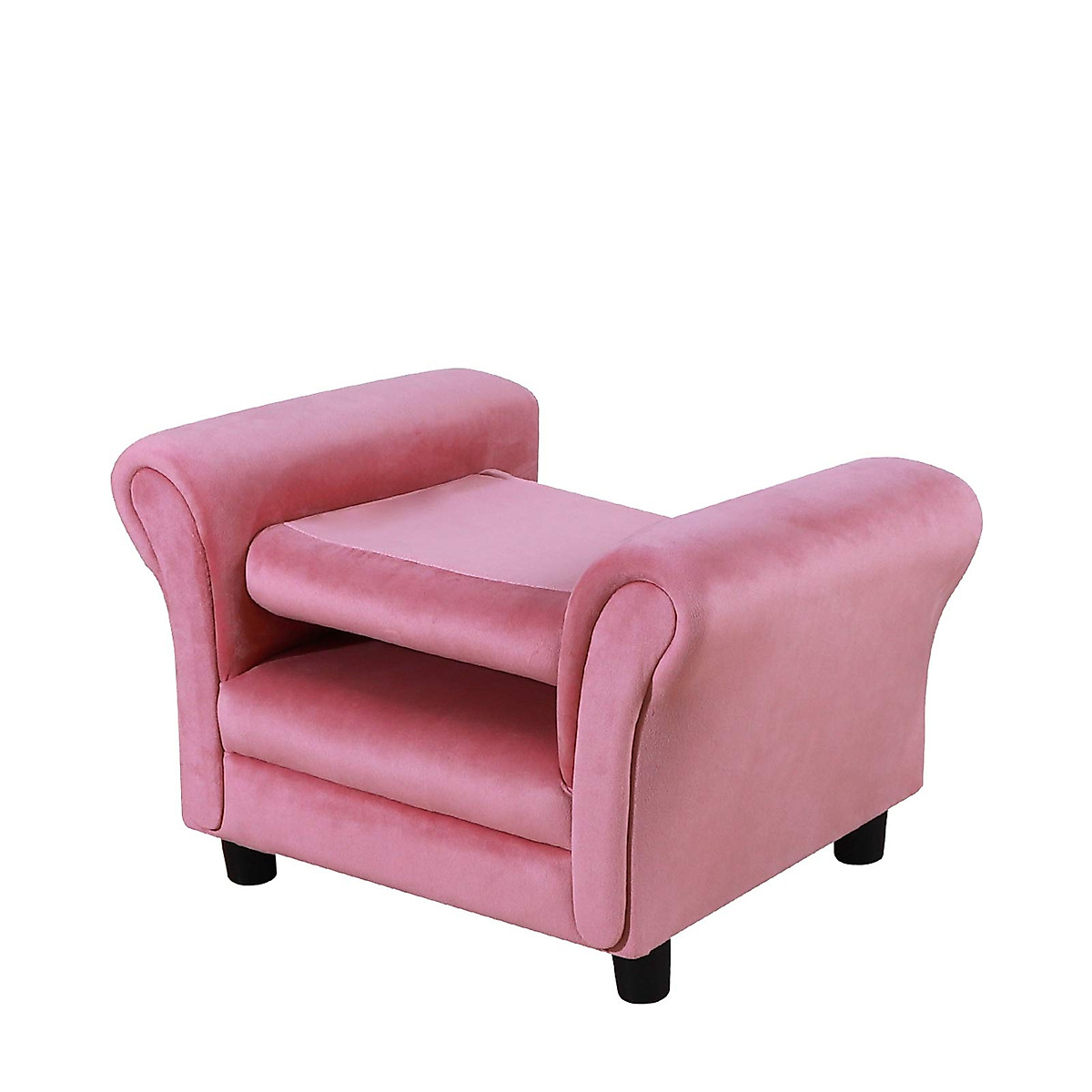 Getifun Single Kids Sofa Chair, Toddler Upholstered Sofa Couch with Wooden Frame and Velvet for Girls & Boys (Pink)