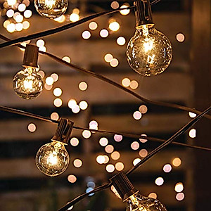 GOOTHY Outdoor String Lights, 25FT Hanging Patio Lights String with 27 G40 Clear Globe Bulbs (2 Spare), Connectable Globe String Lights for Indoor Outdoor Garden Commercial Decor, C7/E12 Base - Brown