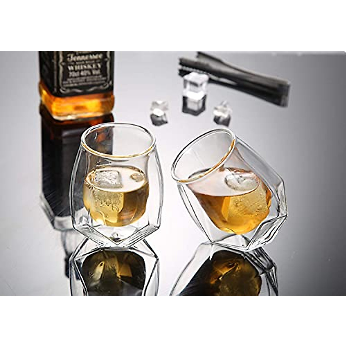 Whiskey Glasses Set of 2, Premium Lead-Free Crystal Clear Scotch Thick Weighted Bottom Rocks Glass with Elegant Box, Great Gift for Father's Day, Dad's Birthday or Scotch Lovers and Man