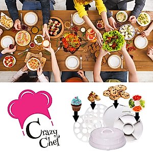 Crazy Chef Cake and Cupcake Carrier With Handle - Pie Carrier Deviled Egg Tray and Collapsible cupcake holder-Cookie Holiday Party Platter With Two Free Non Stick Baking Sheets