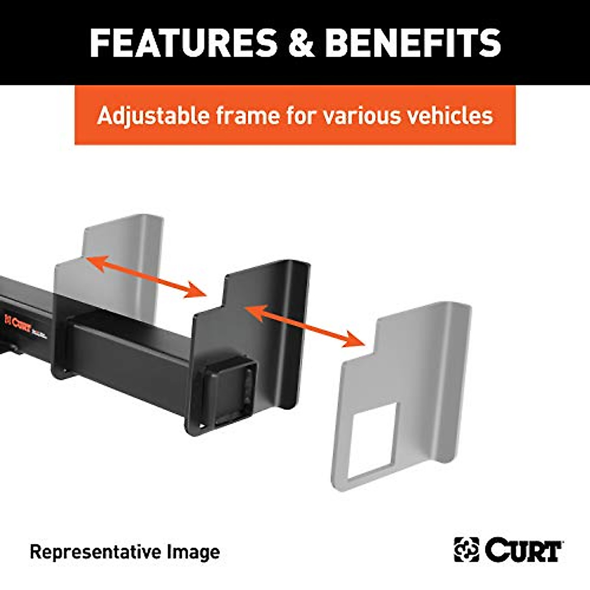 CURT 15923 Class 5 Weld-On Hitch, 2-1/2-Inch Receiver, Up to 20,000 lbs, 44-in Frames, 9" Drop