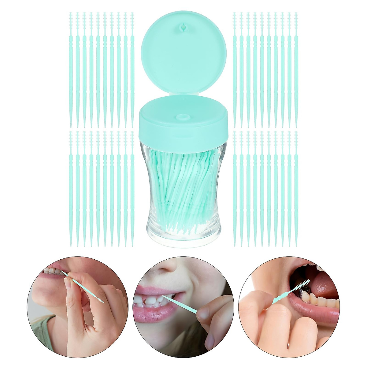 200pcs Double-Head Toothpicks Soft Plastic Oral Care Interdental Floss Cleaners Floss Picks,Braces flossers,Floss for Braces,Floss Sticks for Adults(Sky-Blue)