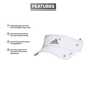 adidas Women's Superlite Performance Visor, White/Silver Reflective, One Size