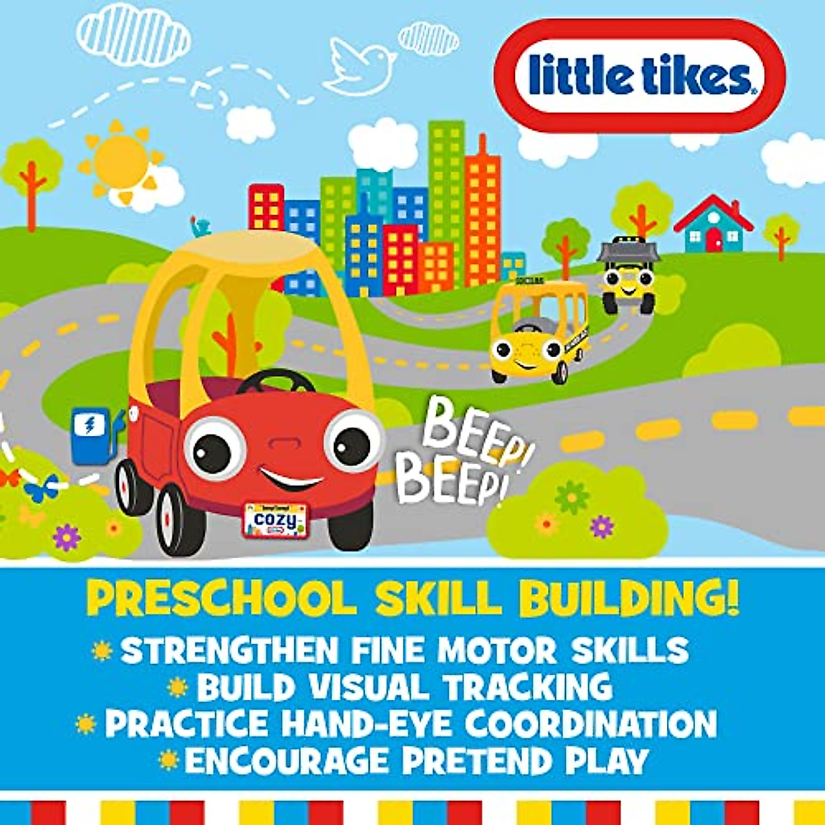 Repositionable Little Tikes Sticker Playset – Car & Truck Stickers for Kids Ages 3+