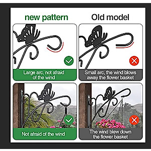 Amagabeli 4 Pack Hanging Plants Bracket 11" Planter Hooks Hanger Flower Pot Bird Feeder Wind Chimes Lanterns Patio Lawn Garden for Outdoor Indoor Wall Fence Screw Mount Against Door Arm Black BG156
