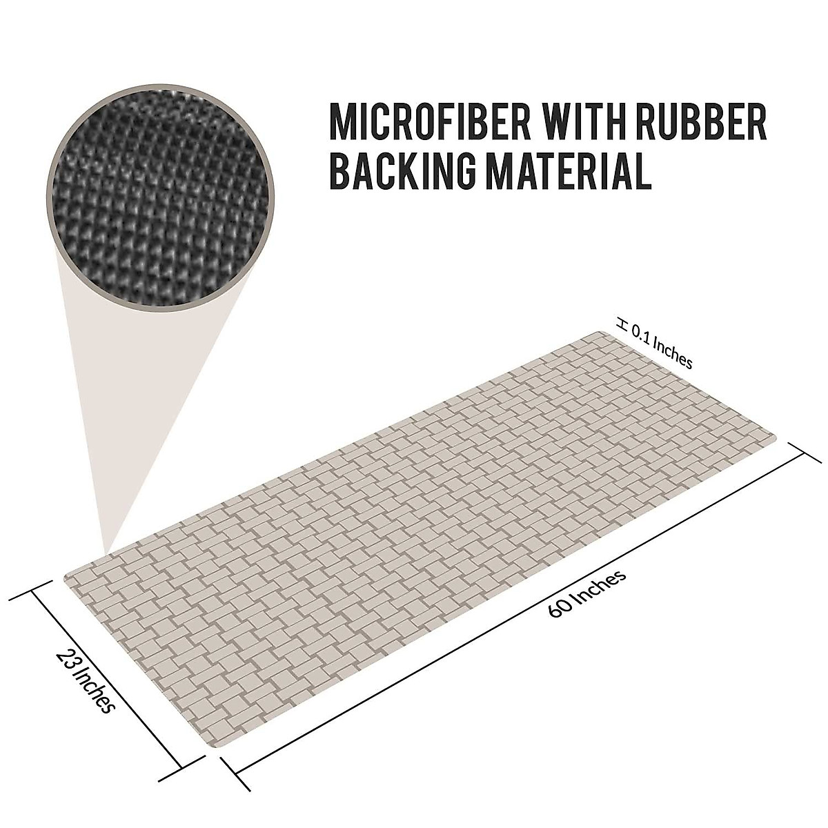 Shape28 Runner Mat Ultra-Thin Kitchen Rug with Non Slip Rubber Backing 60x23” Color Latte 5C