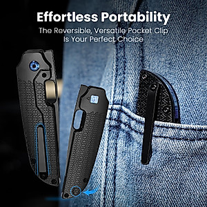 Kizer Varatas Pocket Knife, 3.27" S35VN Steel Blade, Black Titanium Handle, Folding Knife, Small Folding Pocket Knife, Ki3637A2