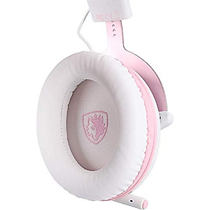 SADES MPOWER Stereo Gaming Headset for PS4, PC, Mobile, Noise Cancelling Over Ear Headphones with Retractable and Flexible Mic & Soft Memory Earmuffs for Laptop Nintendo Switch Games-Angel Edition