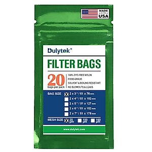 Dulytek Premium Nylon 20 Pcs Filter Bags, 25 Micron, 2" x 3", Double-Stitching, Zero Blowouts, Made in the USA