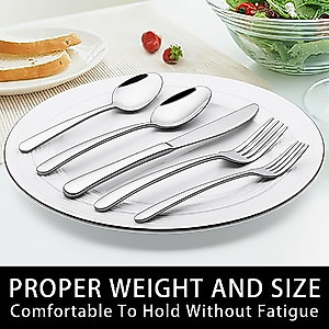 EWFEN 60-Piece Silverware Set, Heavy Duty Stainless Steel Flatware Set for 12, Food-Grade Tableware Cutlery Set, Utensil Sets for Home Restaurant, Mirror Finish, Dishwasher Safe