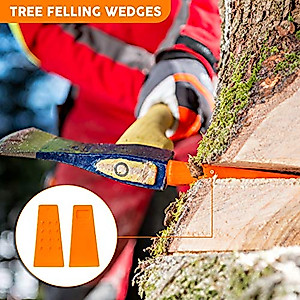 GarMills Tree Felling Wedges Spiked Logging Tools for Chainsaw Tree Log Cutting Set of 4 Pack with 2 x 5.5 Inch and 2 x 8 Inch.