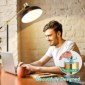 Industrial Floor Lamp For Bedrooms - Black Rustic Reading Lamp, 180°Adjustable Arm & Head Antique Indoor Standing Lamp, Modern Arc Indoor Pole Task Lamp For Living Room, Office, Study Room, Hotel