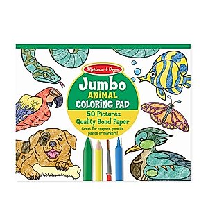 Melissa & Doug Jumbo Coloring Pad (11 x 14 inches) - Animals, 50 Pictures - Animal Coloring Book, Art Paper For Kids Painting And Drawing