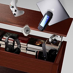 VEELOK Lift Top Coffee Table for Living Room with Hidden Storage Compartment 2 Drawers and Shelf Large Convertible Coffee Table, 43.3" Modern Wood Coffee Table, 445LBS Max Weight, Espresso