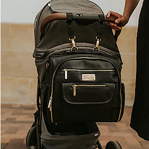 Blissly Premium Vegan Leather Convertible Diaper Bag: Insulated Bottle Pockets, Changing Pad, Stylish Interior Design