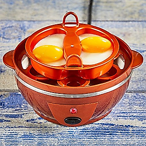 Copper Chef Want The Secret to Making Perfect Eggs & More C Electric Cooker Set-7 or 14 Capacity. Hard Boiled, Poached, Scrambled Eggs, or Omelets Automatic Shut Off, 7.5 x 6.7 x 7.5 inches, Rojo