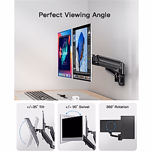 HUANUO Dual Monitor Wall Mount for 17 to 32 Inch Screen, Wall Mount Monitor Arm for 2 Monitors, Each Holds Up to 17.6lbs, Full Motion Wall Monitor Mount with Tilt Rotate Swivel, VESA 75x75 or 100x100