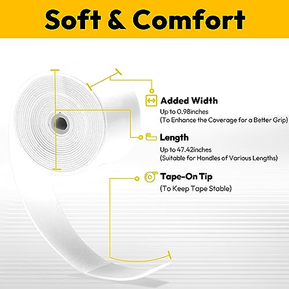 A11N Pickleball Grip Tape 30-Pack - Absorbent, Easy Application, Dry-Feel Paddle Grips for Enhanced Performance, White