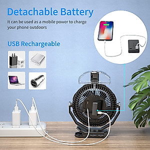 10000mAh Misting Fan Portable with Detachable Water Tank 400ml, 8 Inch Powerful Cool Mist Clip Fan, Battery Operated Rechargeable Fan, 2 Mister Modes, Sleep Timer, LED Lights, for Golf Cart, Outdoors
