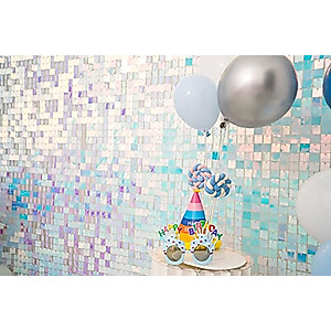 Kate Square Rainbow Blue Sequin Wall Panels Wedding Decoration Wall Shimmer Birthday Party (Pack of 12)