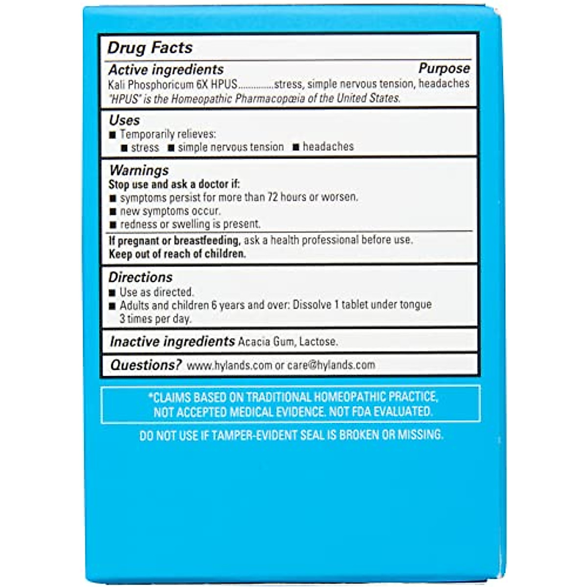 Hyland's Naturals #6 Kali Phos 6X Cell Salt Tablets, Headaches, and Simple Nervous Tension, 100 Count