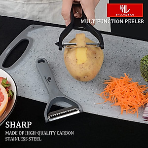 HL ZHUJIABAO Black Kitchen Knife Block Set with Cutting Board 15PCS Professional Sharp Chef Knife Set with Peeler & Scissor Cutlery Knives Set with Steak Knives as Gift