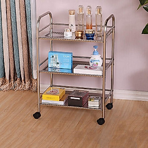 Utility Rolling Cart Kitchen Island Trolley Serving Catering Storage Cart 3 Tier Medical Equipment Rolling Cart, Beauty Salon Trolley with Universal Brake Wheel, Perfect for Hospital/Dental Clinic, 80