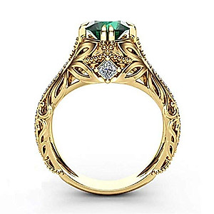 Bansriracha14K Gold Diamond Emerald Wedding Ring Jewelry Ornament Etoile Anillos Diamond Bizuteria for Women Emerald Jade 14K Gemstone Ring (7)