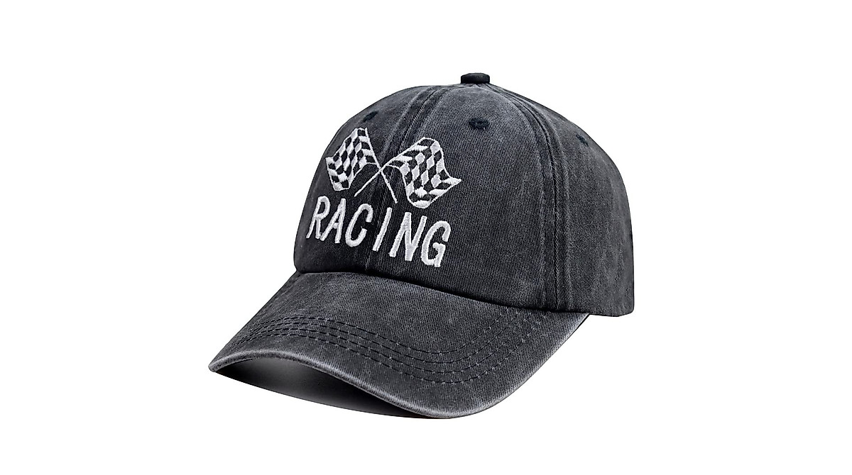 Checkered Flags Race Car Hat for Men Women, Embroidered Adjustable ...