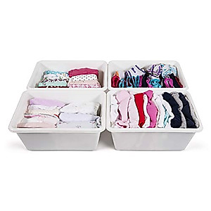 Humble Crew, White Small Plastic Storage Bins, Set of 4