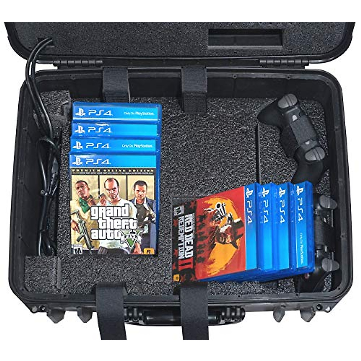 Case Club Gaming Station to fit Playstation 4. Portable Gaming Station with Built-in Monitor & Storage for PS4 Controllers & Games