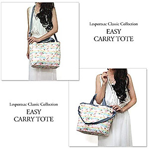 LeSportsac Plumeria Rainbow HAWAII EXCLUSIVE Easy Carry Tote Crossbody + Top Handle Handbag, Style 2431/Color K879, Tropical Hawaiian Plumeria Flowers, Pastel Watercolors, Hawaii Printed on Pattern