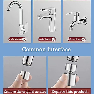 2 Pcs Faucet Aerator, Swivel Kitchen Sink Faucet Aerator, 50° Angle Twist, Dual-function 2-Flow Sprayer Faucet Head, Sink Attachement, Faucet Replacement Part 55/64'' Female Thread, Chrome