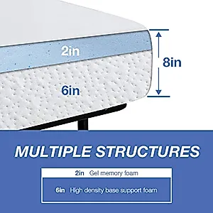 King Mattress, 8 Inch Gel Memory Foam Mattress for Cool Sleep & Pressure Relief, Medium Firm Mattresses/CertiPUR-US Certified/Bed-in-a-Box, King