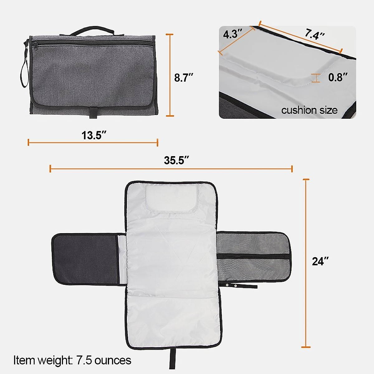 Portable Diaper Changing Pad, Upgrade Waterproof Foldable Changing Mat with Head Cushion and Pockets Baby Infants Changing Station for Travel and Outside by Homegician