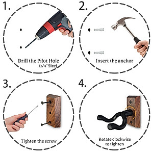 Onmiwod Guitar Wall Mount, Black Walnut Wood Guitar Hanger, U-Shaped Guitar Wall Hanger Mount, Guitar Holder Hook Stand Wall for Acoustic, Electric Guitar, Banjo, Bass, for Guitar Player Men Boy