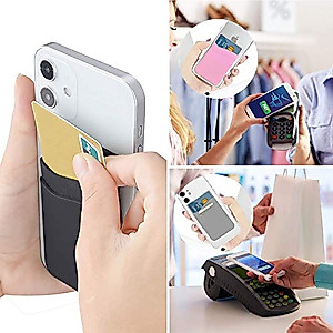SS Phone Card Holder, Phone Wallet Stick On Silicion Card Holder for Back of Phone Credit Card Suitable for iPhone Samsung Galaxy Any Smartphone