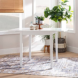 Linon White 30" Square 30" X 48" Fully Extended Torino Drop Leaf Table