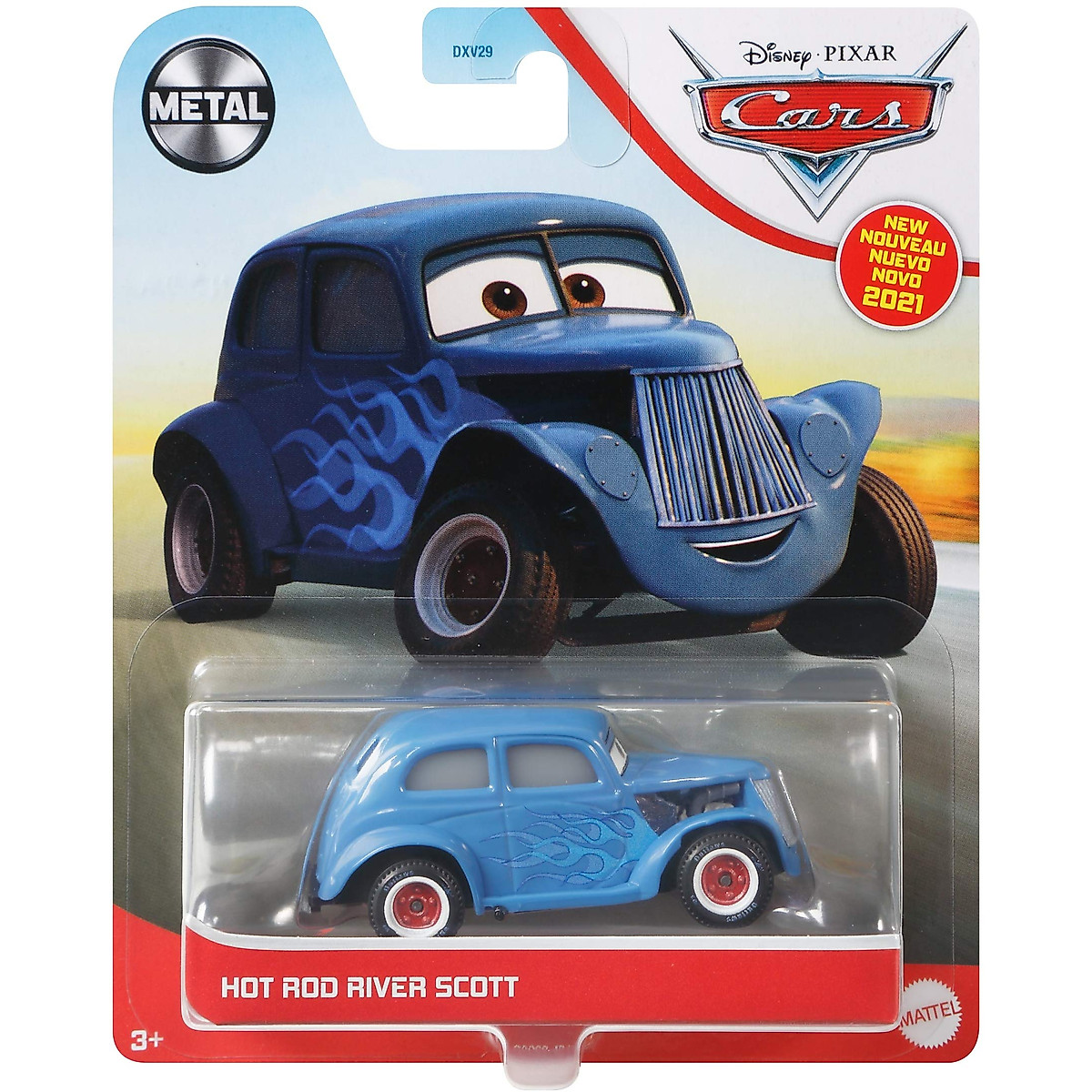Disney Car Toys and Pixar Cars Hot Rod River Scott, Miniature, Collectible Racecar Automobile Toys Based on Cars Movies, for Kids Age 3 and Older, Multicolor