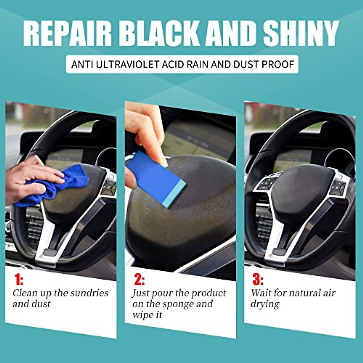 30/50ML Plastic Revitalizing Coating Agent,Nano Plastic Refreshing Coating, Plastic Parts Refurbish Agent for Car, Plastic Parts Retreading Agent Automotive Interior Cleaning Agent (50ml, 3sets)