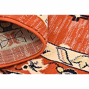 Unique Loom Taftan Collection Border Geometric Tribal Inspired Design Area Rug, 7 ft x 10 ft, Terracotta/Ivory