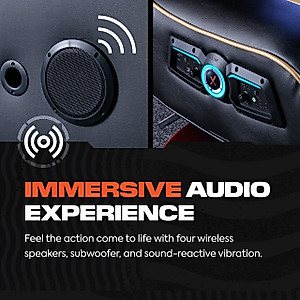 X Rocker Trident Pedestal Video Gaming Chair, Wireless Audio, Backrest Mounted Subwoofer, Padded Armrest, Amazon Exclusive, Black and Gold