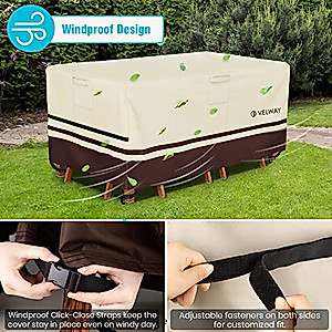 Velway Patio Furniture Covers Waterproof Outdoor Table and Chair Set Cover with Air Vents, 95" Lx64 Wx39 H Patio Sectional Sofa Set Cover Rectangular Tear-Resistant Windproof Cover with Seam Taped