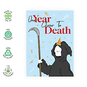 CENTRAL 23 Funny Birthday Card - One Year Closer To Death - Witty Humor - Greeting Cards For Him Her - Birthday Cards For Men Women Best Friend Brother Sister Mom Dad - Comes With Fun Stickers