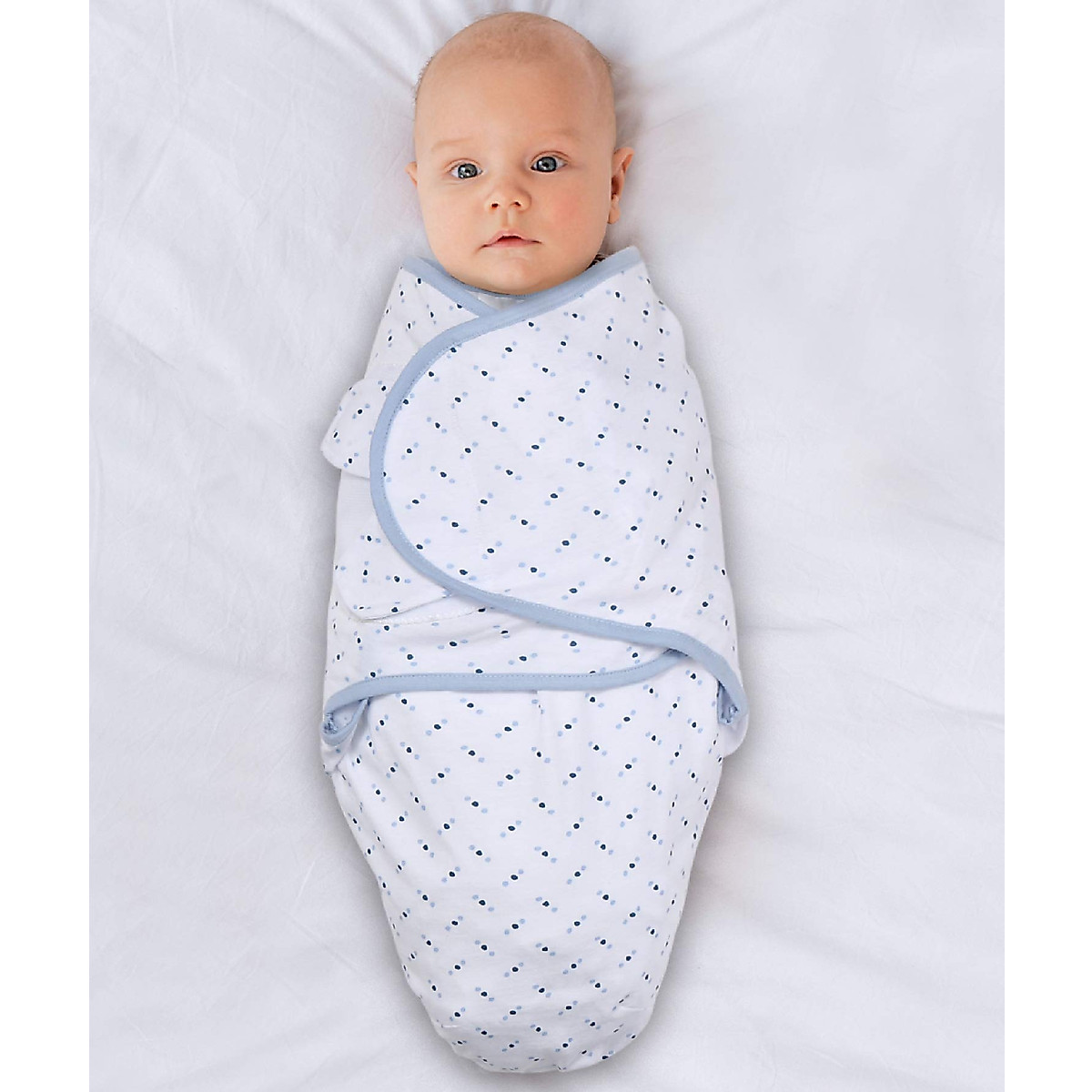 The Peanutshell Baby Swaddle Blankets for Boys or Girls, Blue Dinosaur & Stars, 3 Pack Wrap Set, 2 Sizes (Small/Medium)